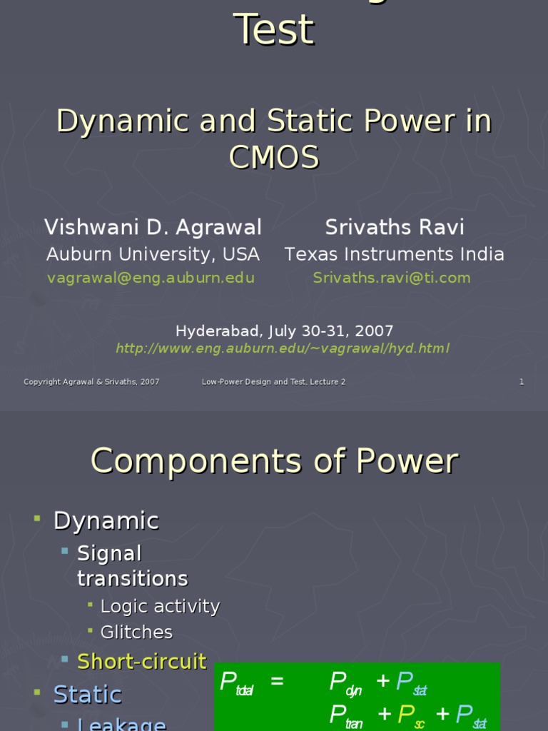 Static and Dynamic Power in CMOS | PDF | Field Effect Transistor | Mosfet
