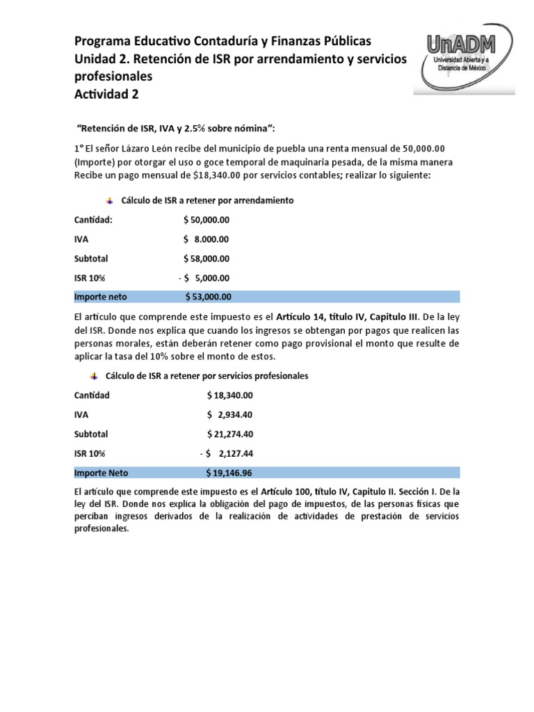 Retención de ISR e IVA en Arrendamiento | PDF | Derecho