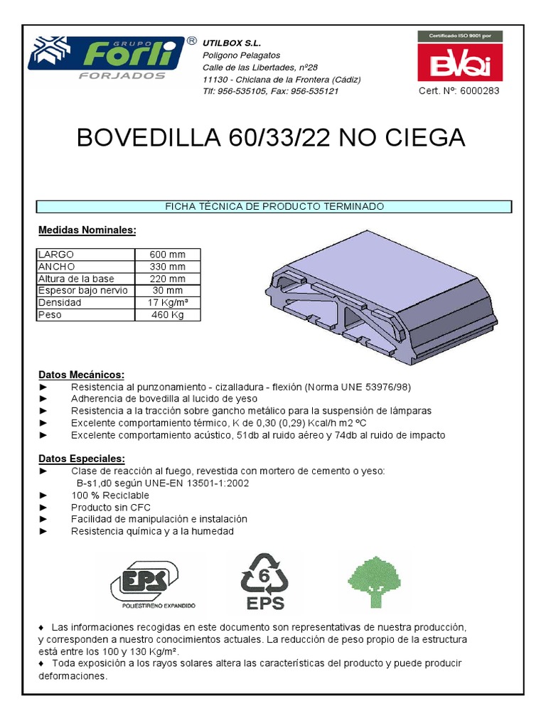 Ficha Tecnica Bovedilla 22 Abierta | PDF