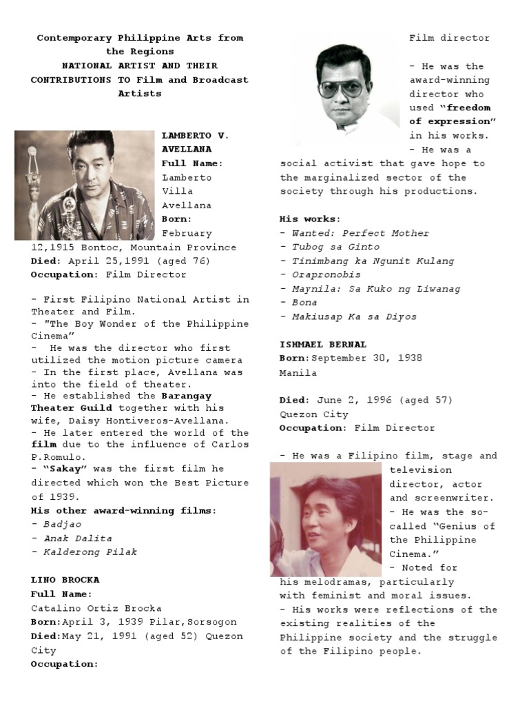 National Artist and Their Contributions To Film and Broadcast Artists ...