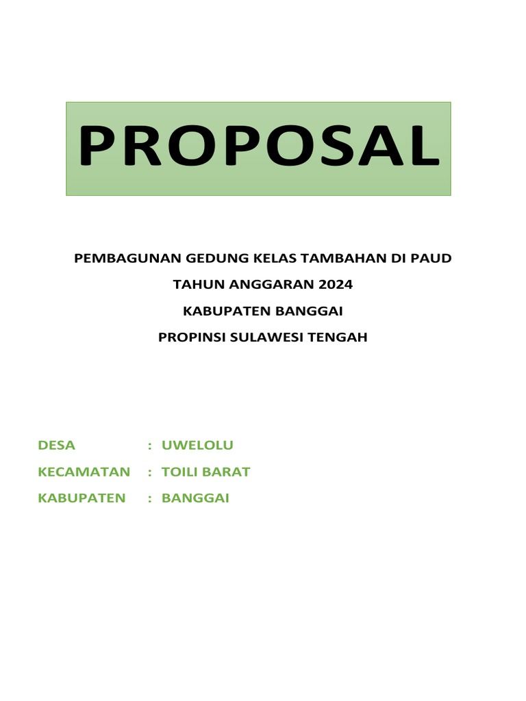 Proposal Pembagunan Gedung Kelas Tambahan Di Paud | PDF