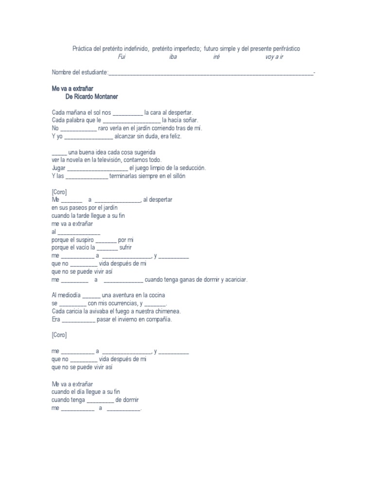 Canción Práctica Del Futuro Simple y Del Presente Perifrástico | PDF