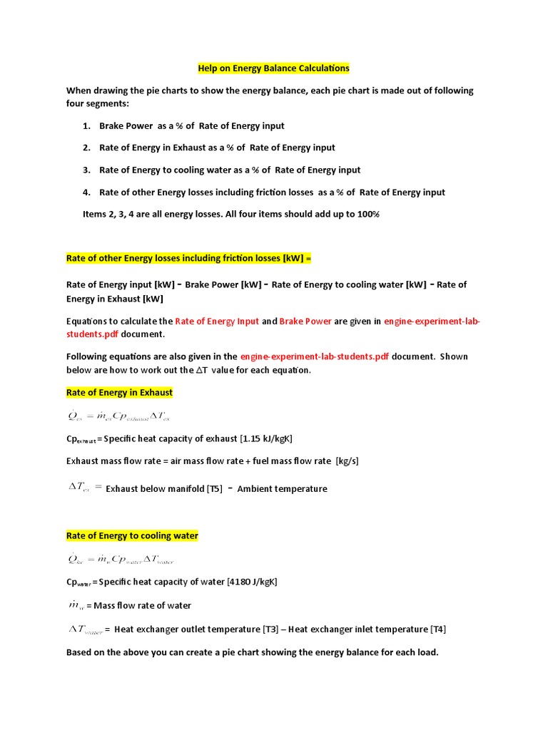 Energy Balance Calculation Guide | PDF
