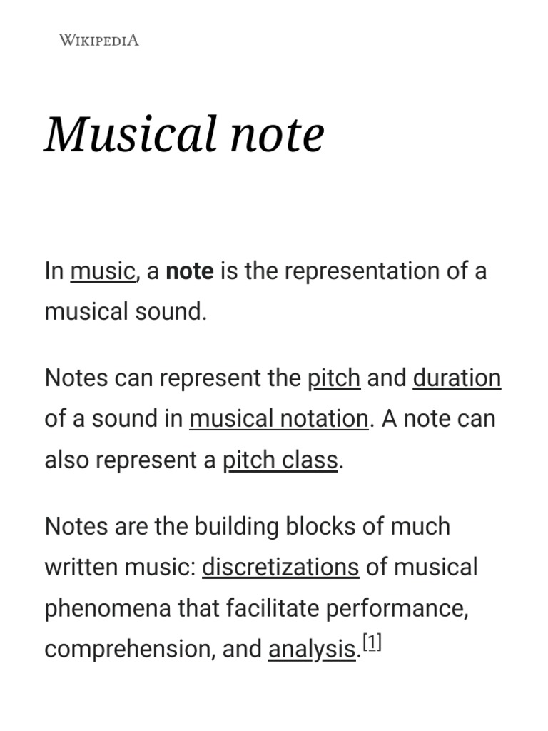 Musical Note - Wikipedia | PDF | Elements Of Music | Notation