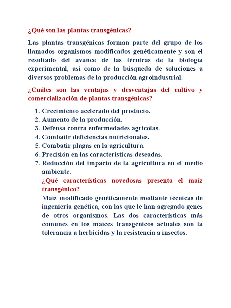Qué Son Las Plantas Transgénicas | PDF
