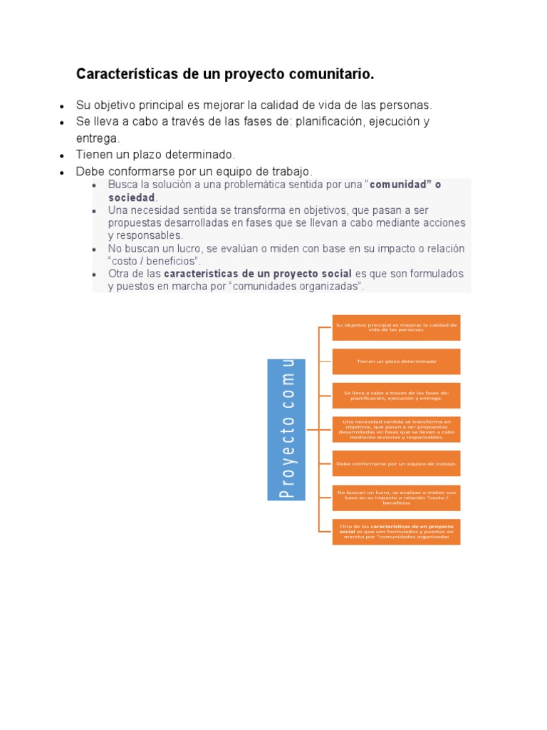 Características de Un Proyecto Comunitario | PDF | Planificación ...