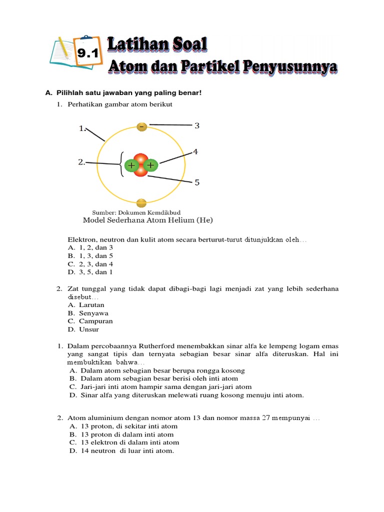 Latihan Soal Atom Dan Penyusunnya | PDF