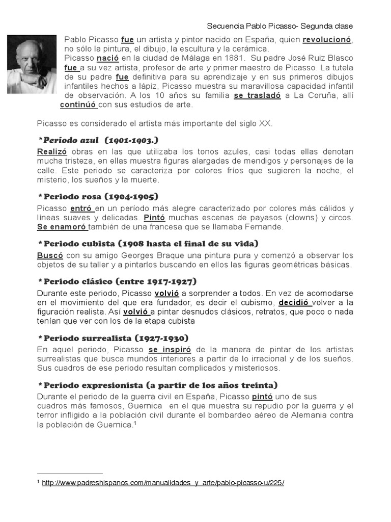 Biografia Picasso PDF | PDF | Pablo Picasso | Cubismo