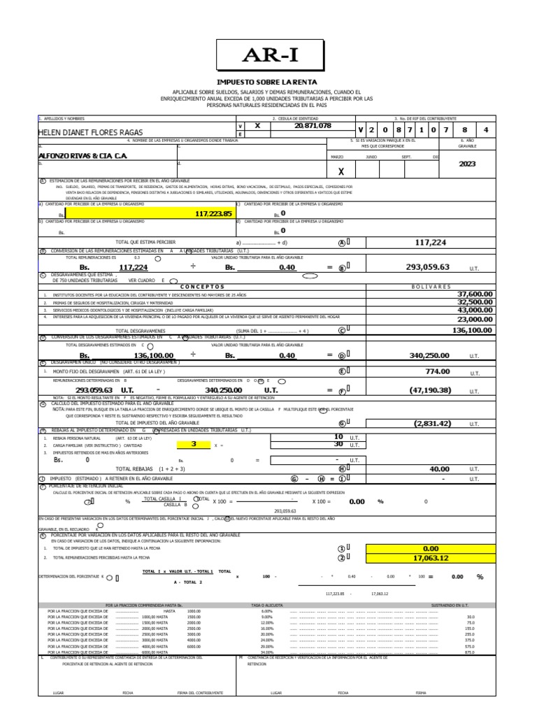 Formato de Ari 2022 | Descargar gratis PDF | Servicios (economía) | Economias
