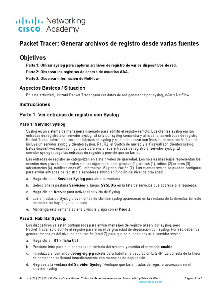 25.3.11 Packet Tracer - Logging From Multiple Sources | PDF | Servidor (Computación) | Informática