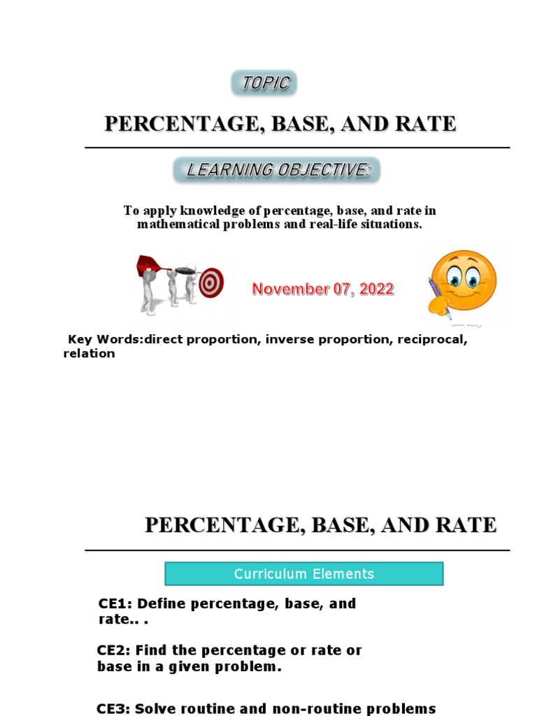 WEEK11 - Maths 6 - Percentage-Base-and-Rate | PDF | Percentage ...
