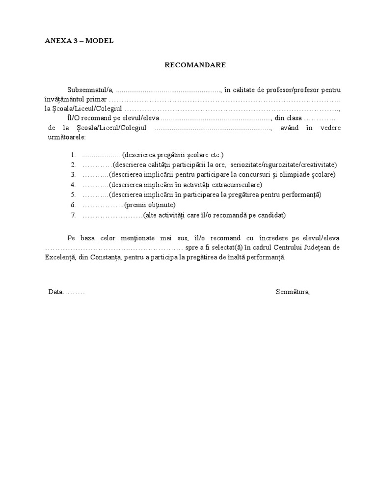 CEx Model de Recomandare | PDF