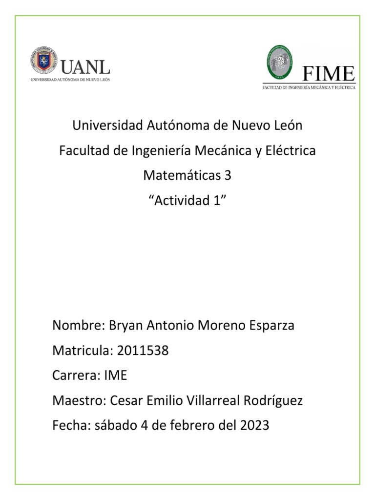 Actividad 1 de Mate - 2011538 | PDF