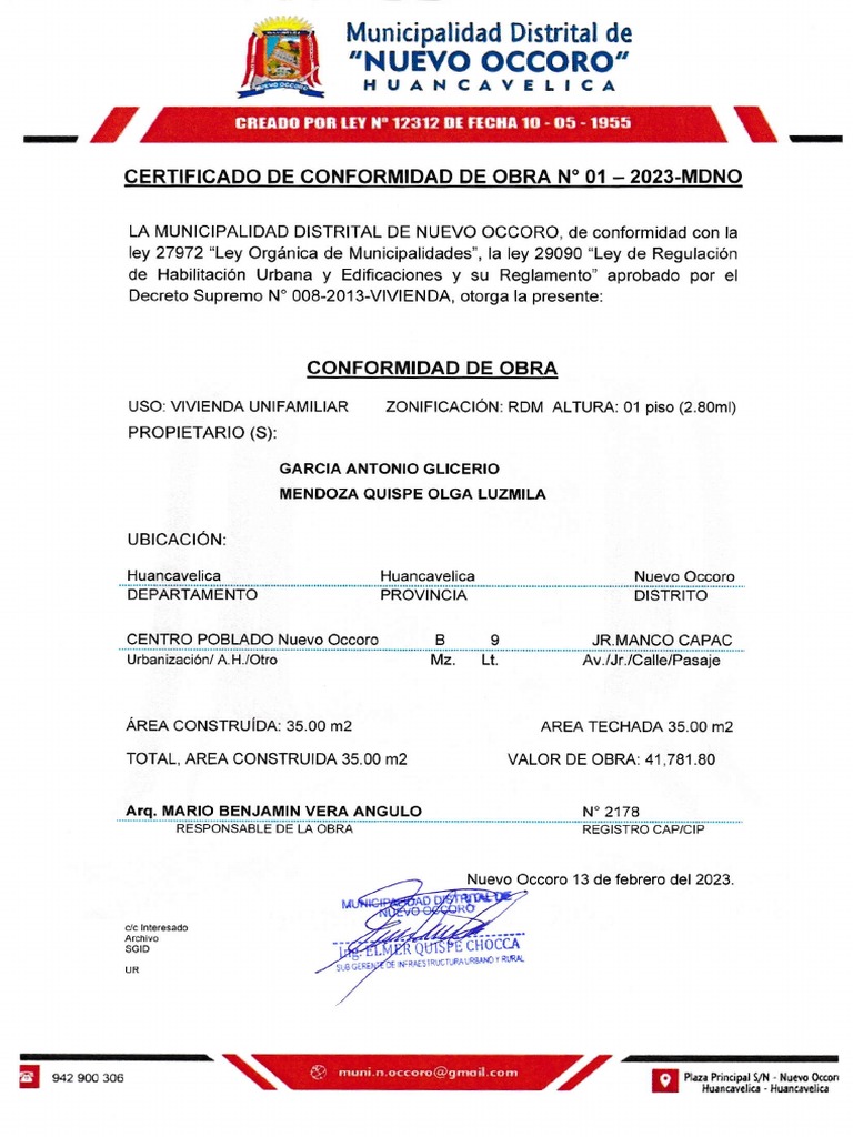 Certificado de Conformidad | PDF