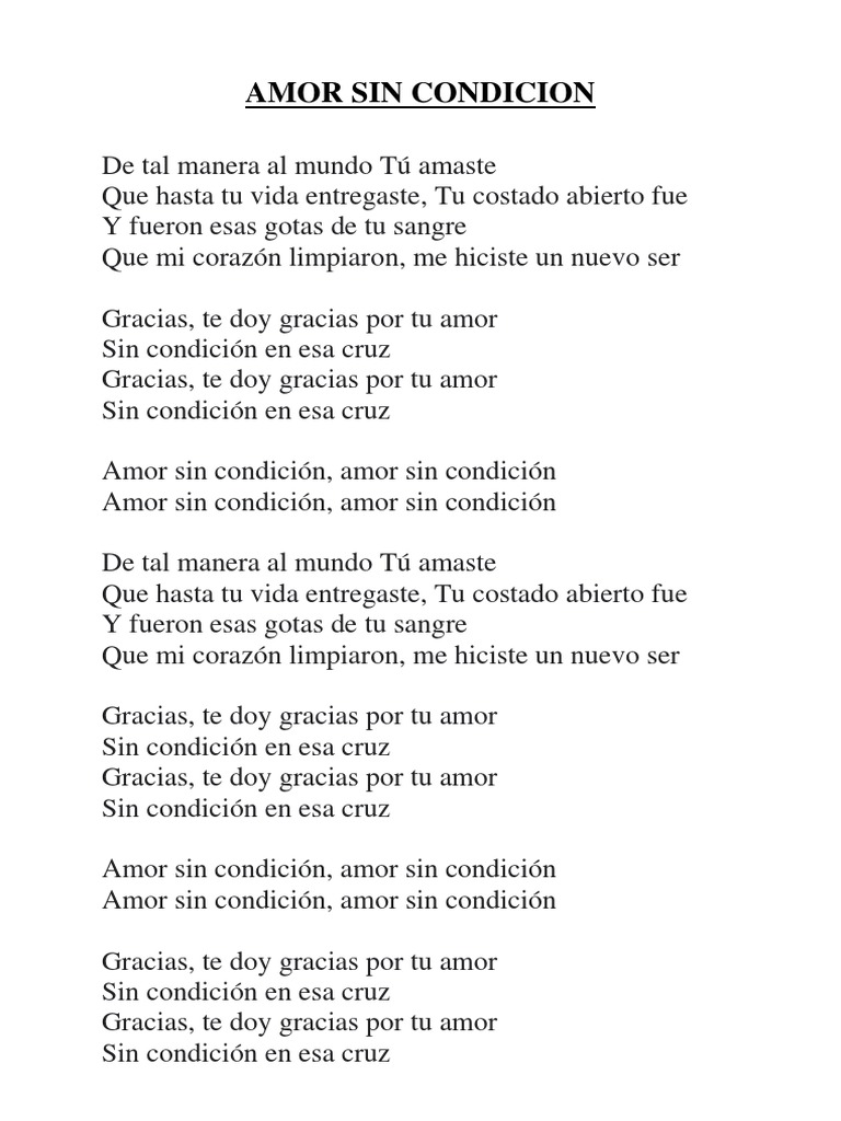 Amor Sin Condicion Letra | PDF