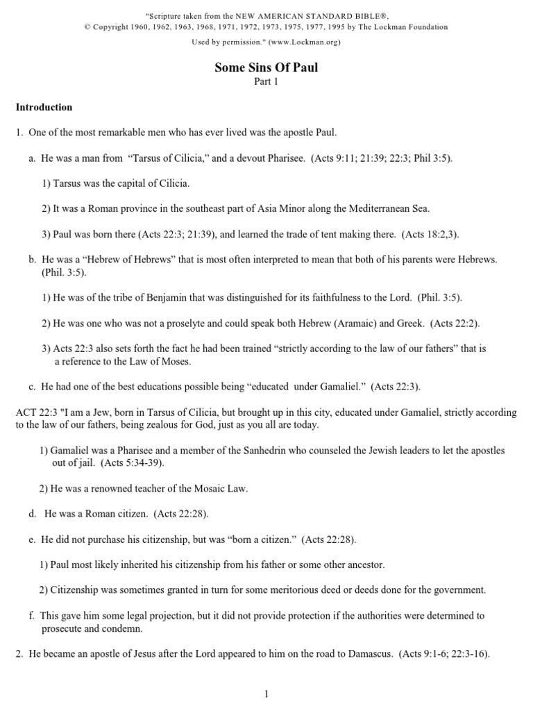 Sins of Paul | Download Free PDF | Paul The Apostle | Acts Of The Apostles