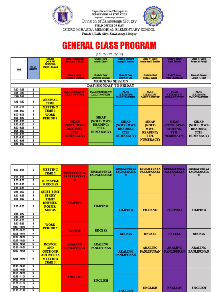 General Class Program F2F Whole Day 2022 2023 Final Corrected | PDF