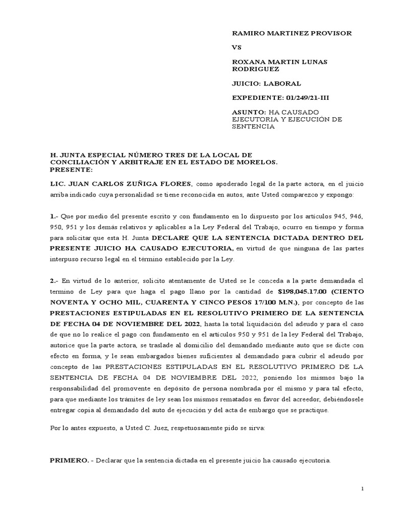 Ejecución de Sentencia Laboral | PDF | Sentencia (ley) | Gobierno