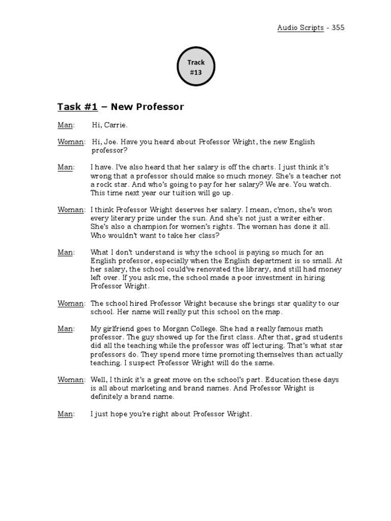 Audio Scripts Speaking and Writing Strategy For The TOEFL Ibt Bruce Stirling 367 372 | PDF ...