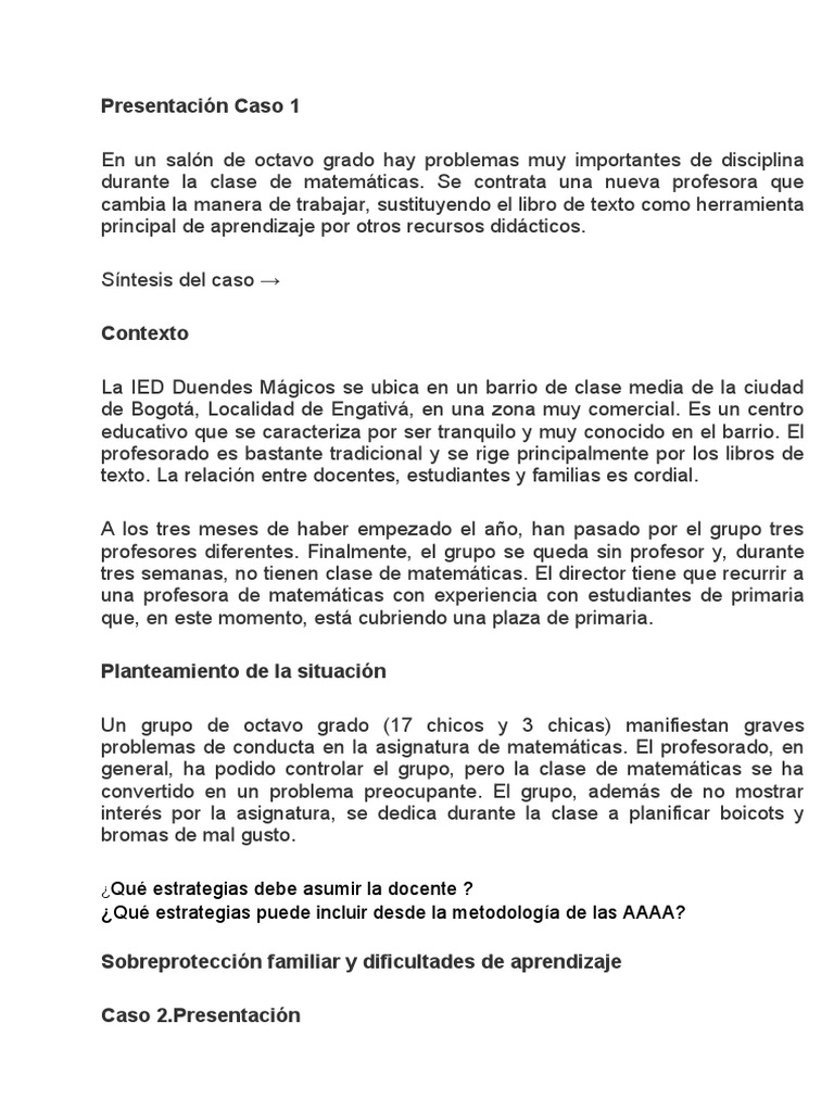 Ejemplos de Casos Educativos Resueltos | PDF | Aprendizaje | Maestros