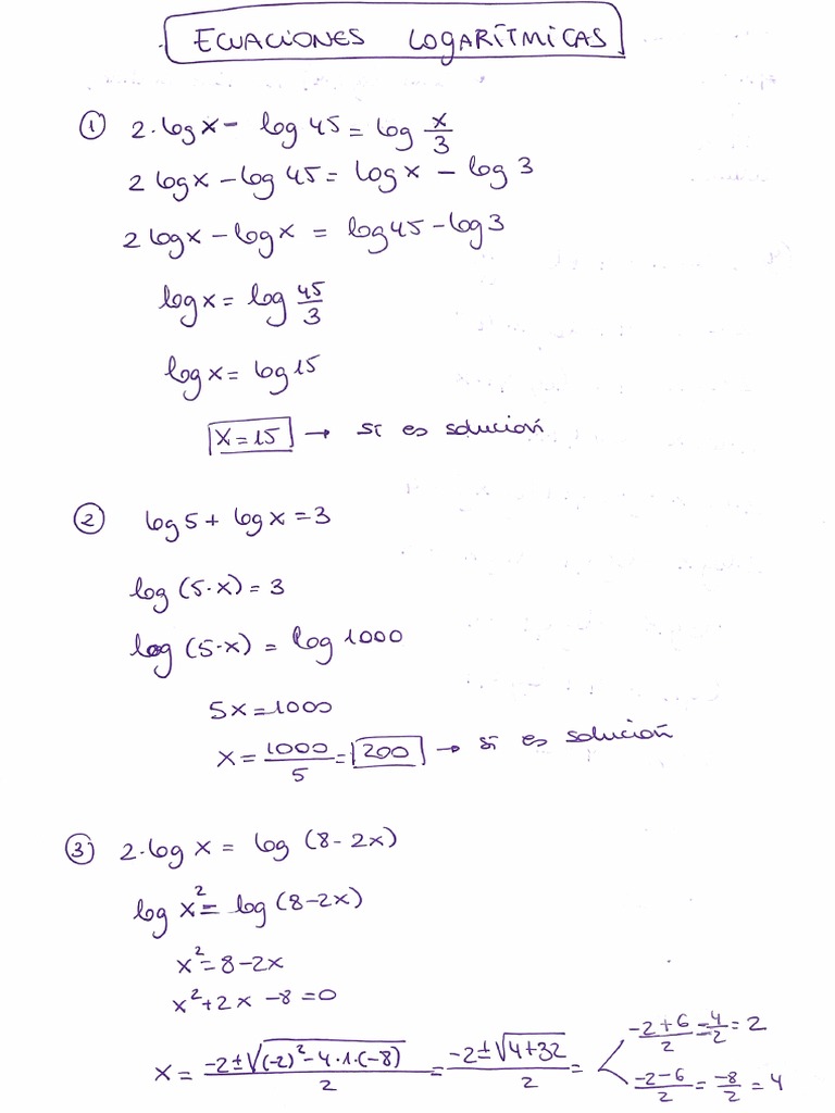 Ecuaciones Logarítmicas 4º ESO | PDF