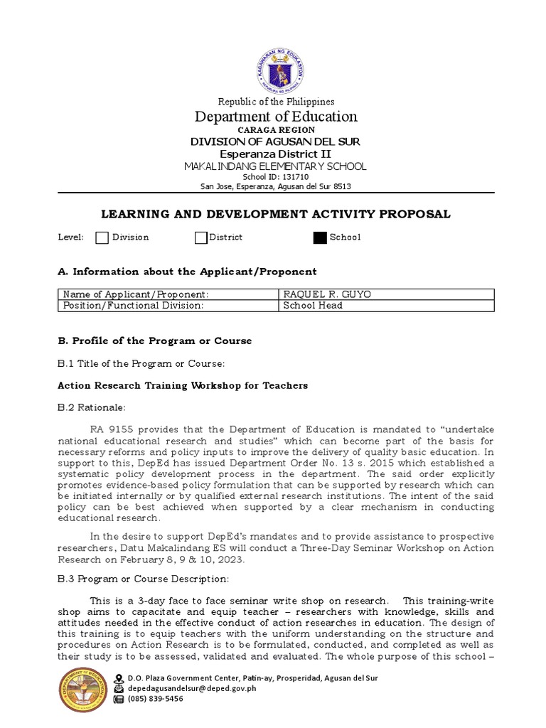 PD Activity Proposal Research Raquel | PDF | Teachers | Curriculum