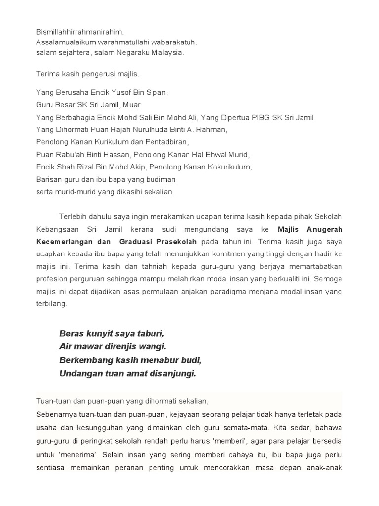 Teks Ucapan YB | PDF