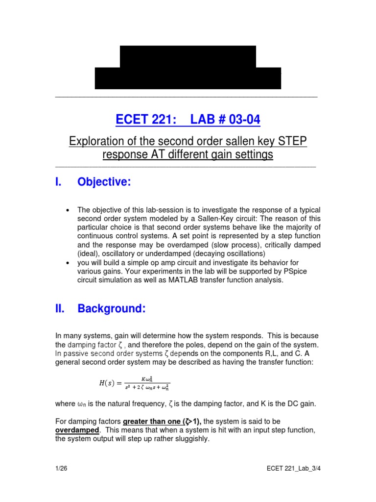 Second Order Systems Control Model - The SallenKey Configuration | PDF | Damping | Computer ...