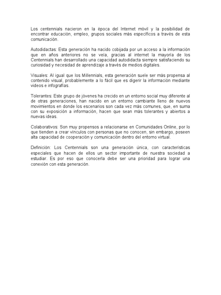 Características clave de la generación Centennial y su relación con la ...