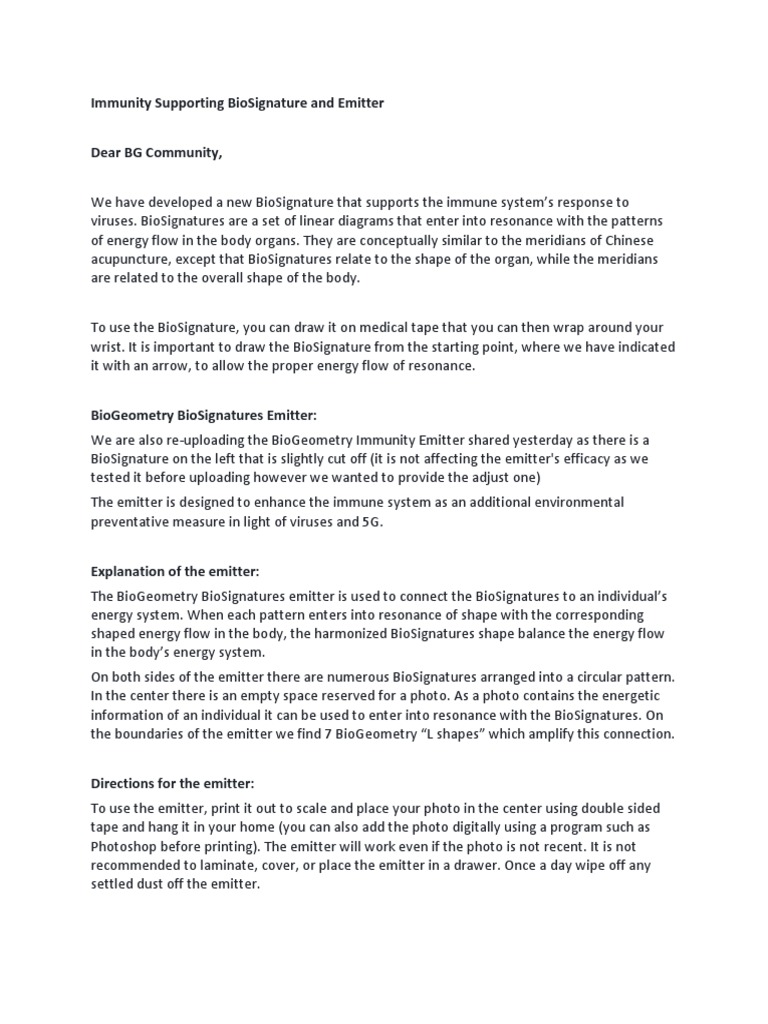 Immunity BioSignature and Emitter Guide | PDF | Technology & Engineering