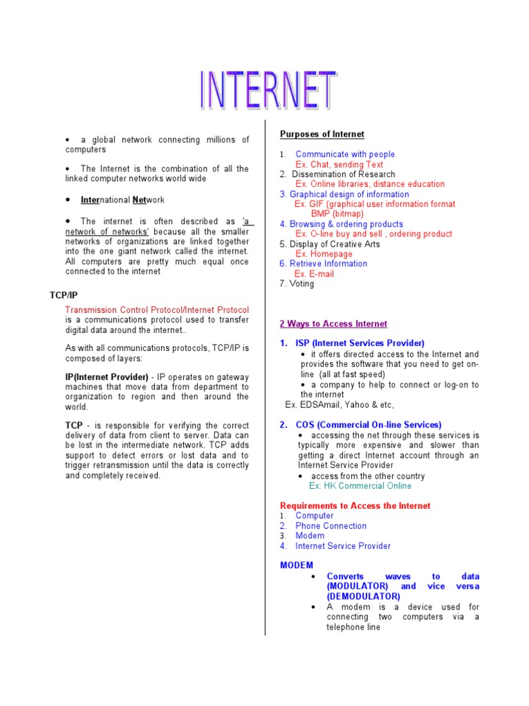 Purposes of Internet: Communicate With People | PDF | World Wide Web ...
