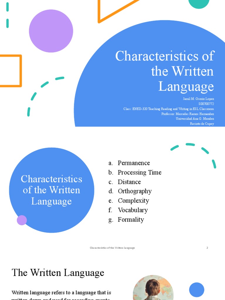 Key Features of Written Language | PDF | English Language | Vocabulary