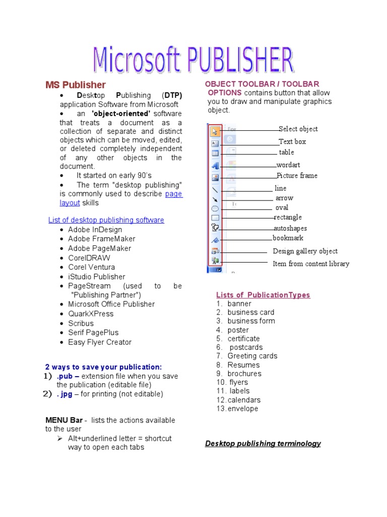 MS Publisher | Page Layout | Media Technology