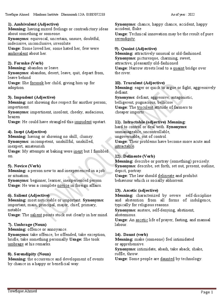 Amazing Vocabs by Towfique Ahmed | PDF | Language Arts & Discipline