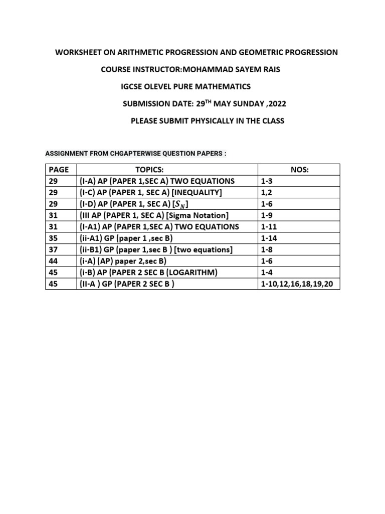 AP GP Important Sums | PDF