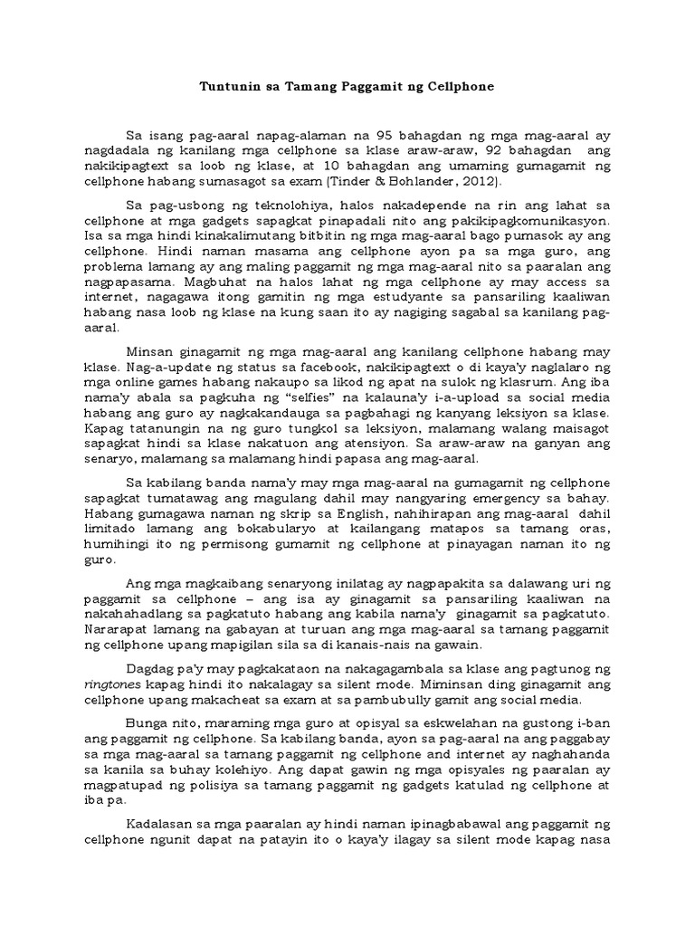 Tuntunin Sa Tamang Paggamit NG Cellphone | PDF