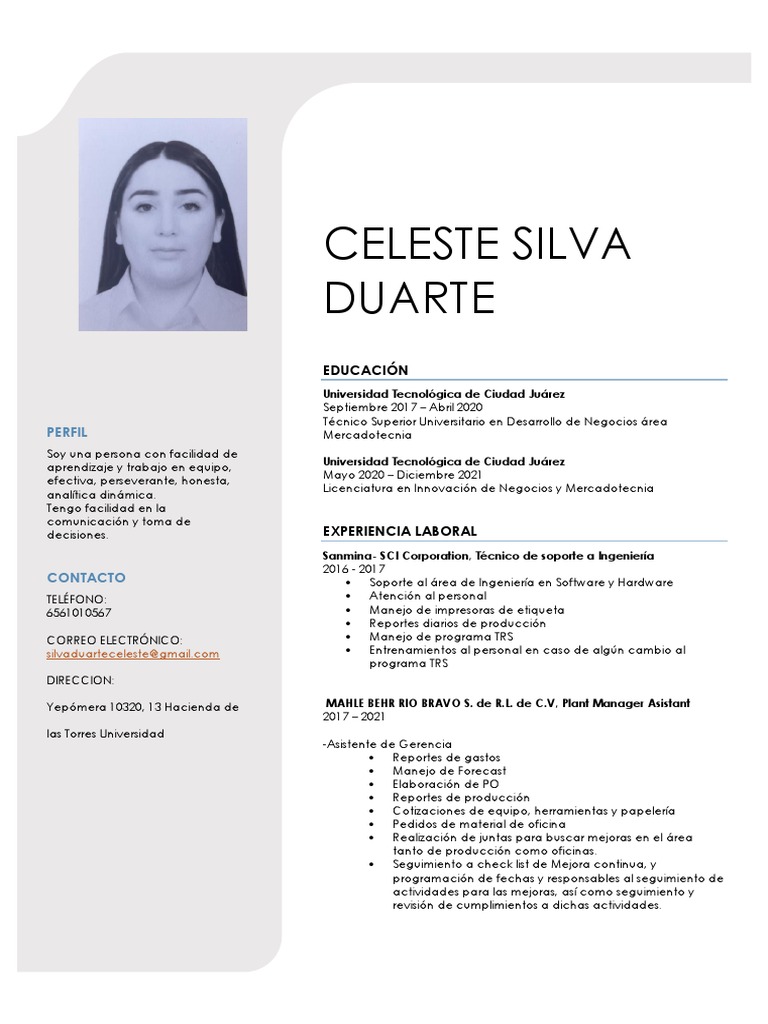 Celeste Silva Duarte CV | PDF