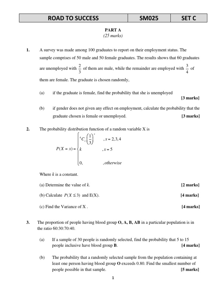 Soalan Klon Set C Pelajar SM025 | PDF | Probability Distribution ...