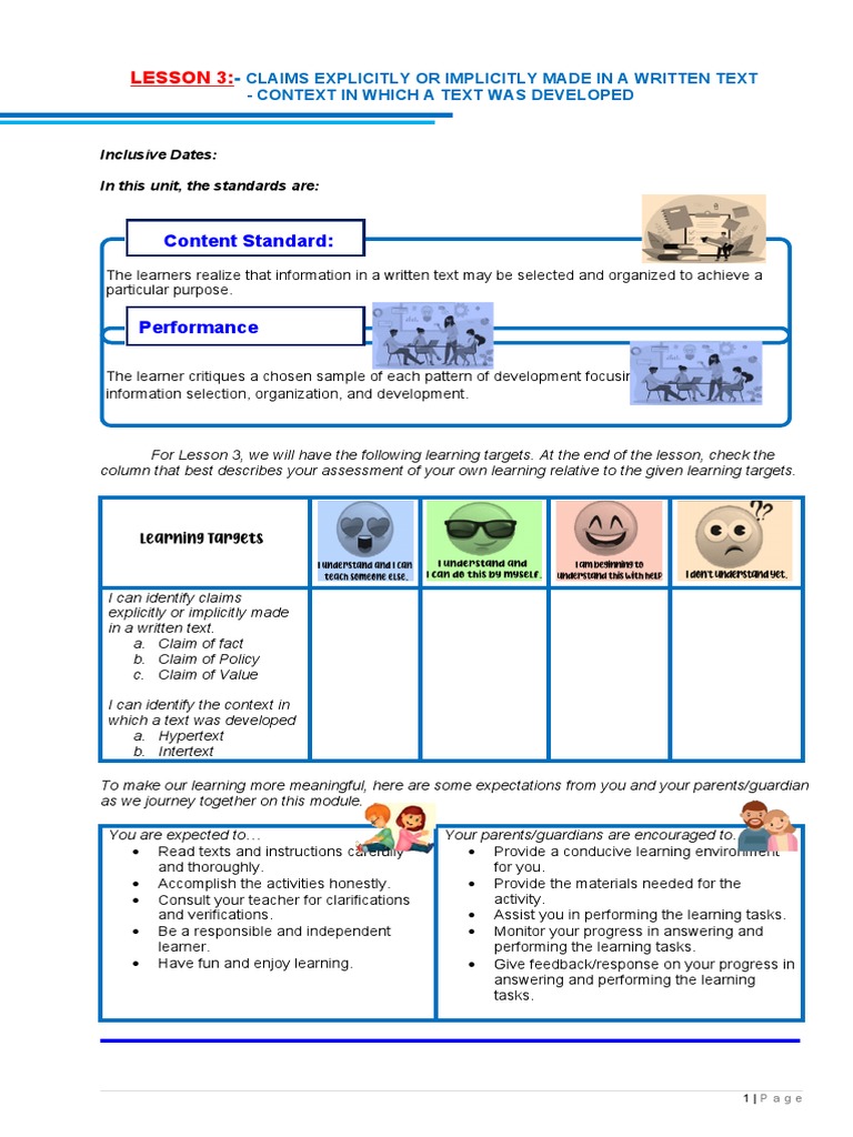 Reading and Writing11 q3 Module3 Final | PDF | Intertextuality | Learning
