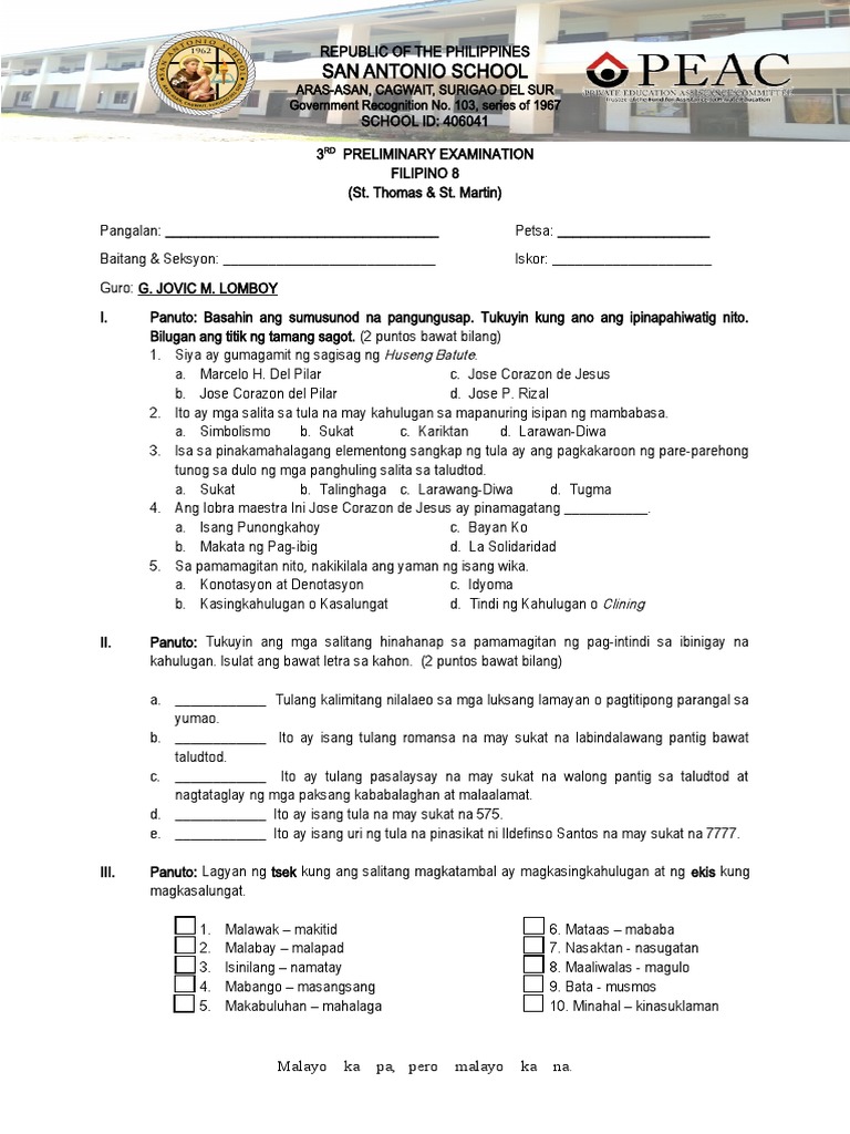 3rd Prelim Fil 8 | PDF