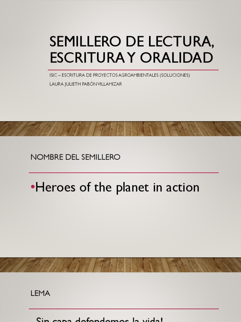 PRESENTACIÖNSemillero de lectura, escritura y oralidad | PDF