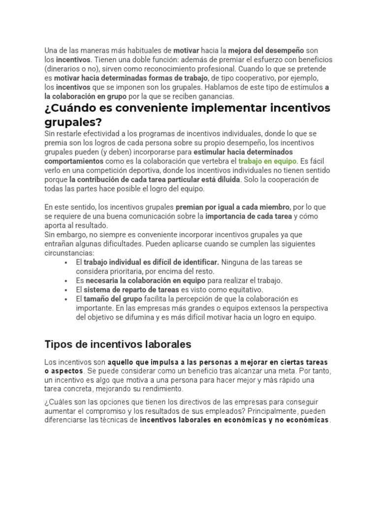 Incentivos Grupales para el Crecimiento Personal | PDF | Crecimiento ...
