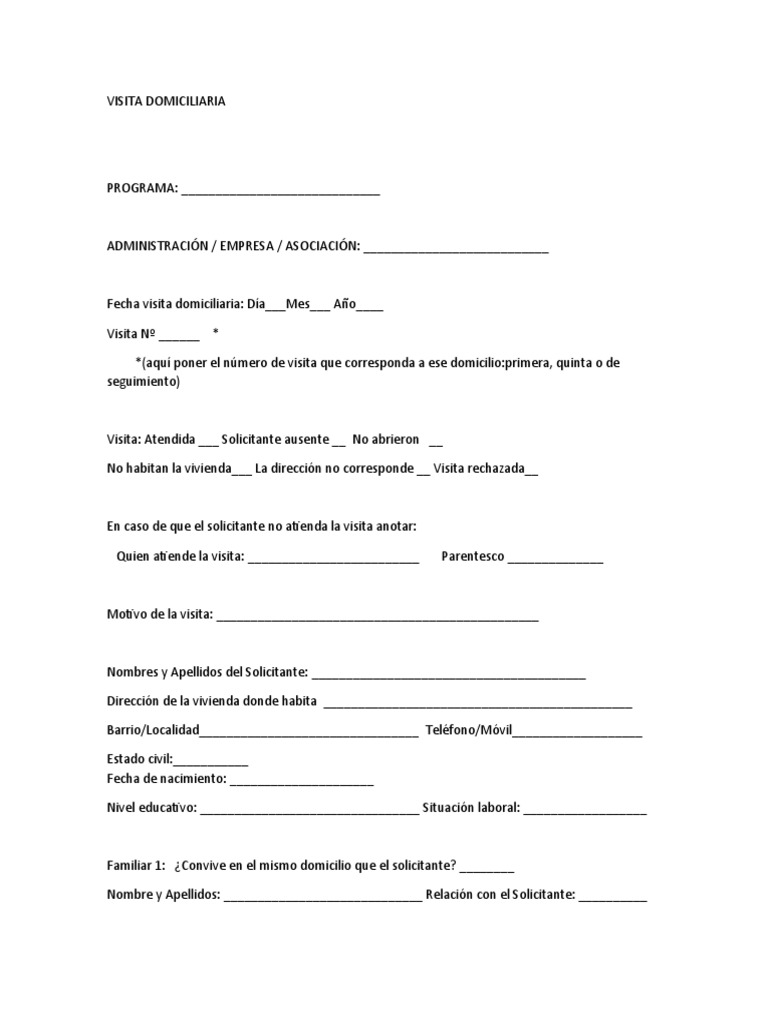 Ejemplo de Visita Domiciliaria | PDF
