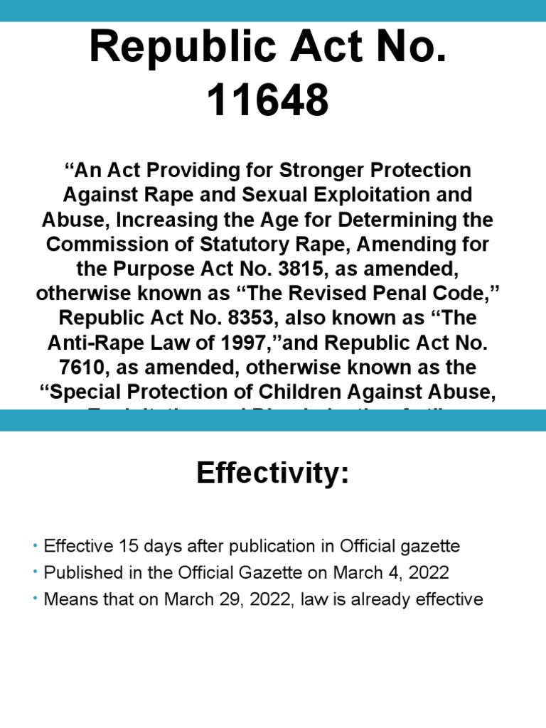 Ra 11648 | PDF | Rape | Crimes