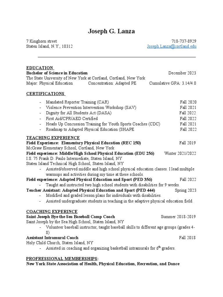 Joseph G. Lanza | PDF | Physical Education