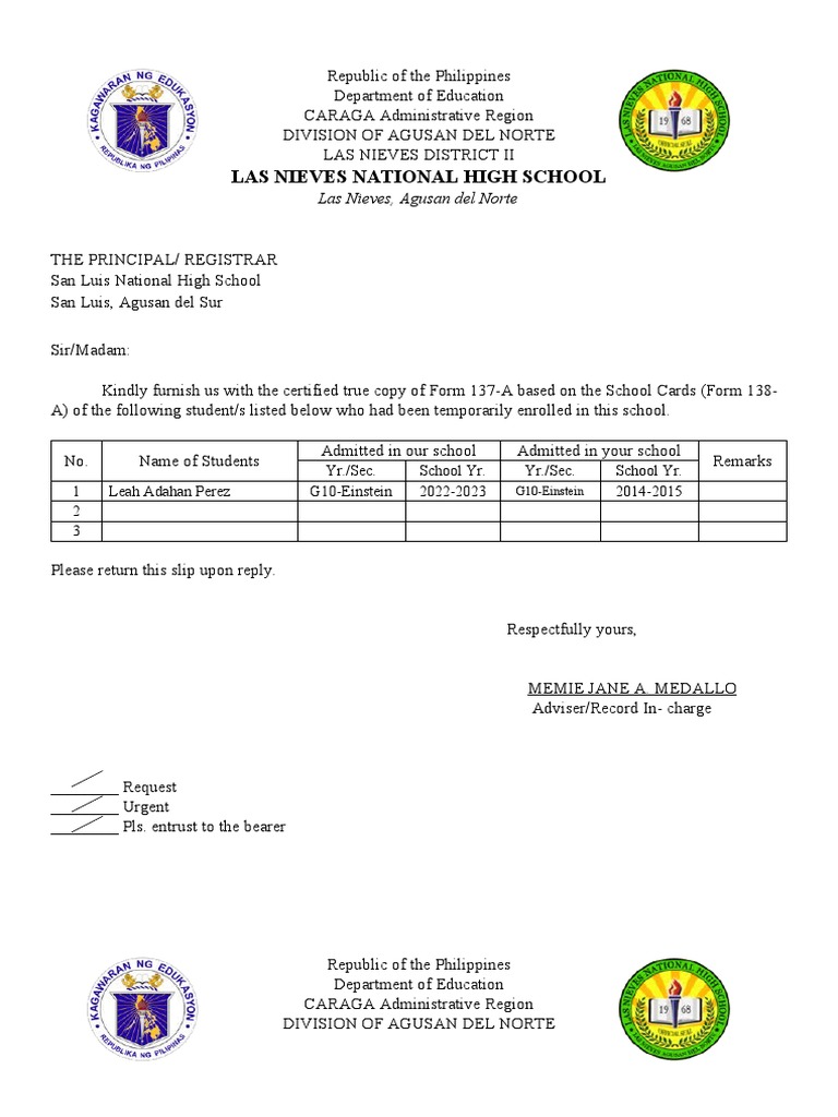 Request Form | PDF | Philippines