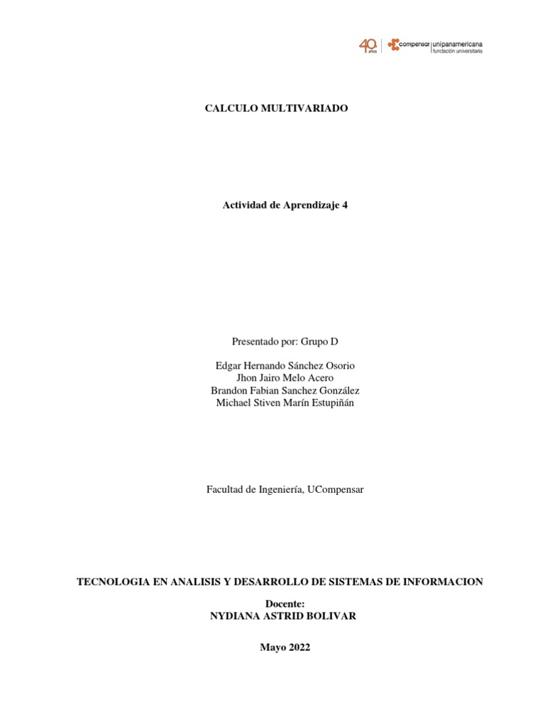 Cálculo Multivariado: Ejercicios y Soluciones | PDF | Simulación | Integral