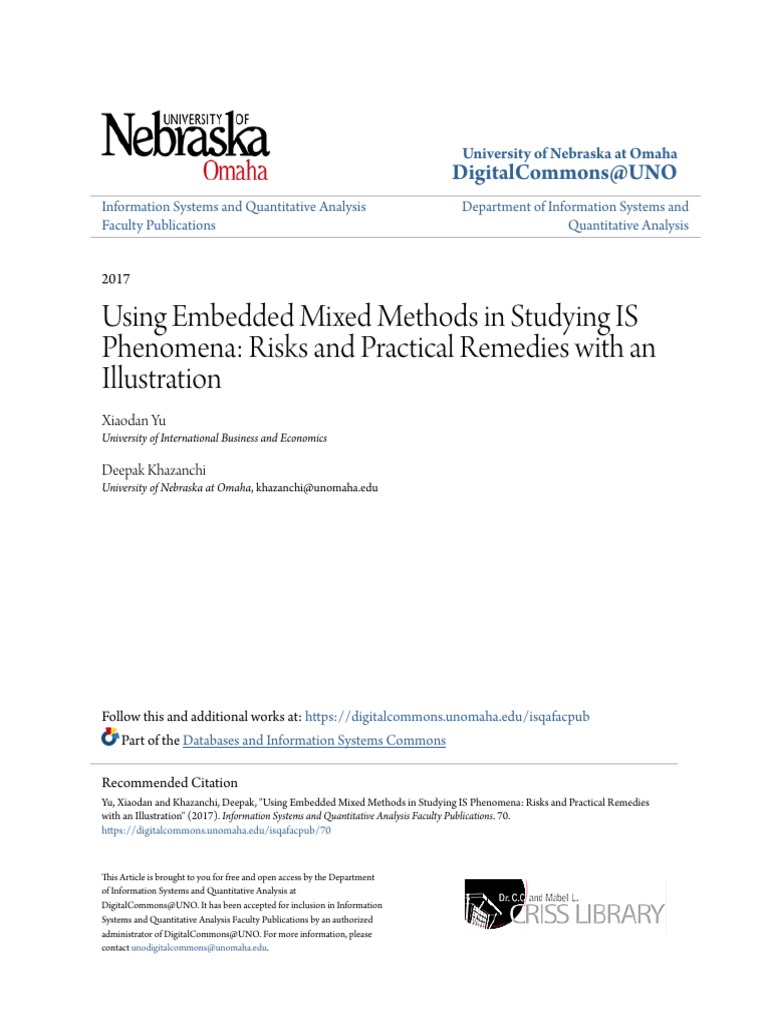 Using Embedded Mixed Methods in Studying Is Phenomena - Risks and | PDF ...