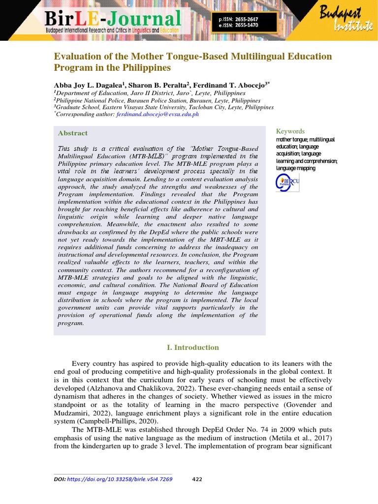MTB-MLE Study 2 | PDF | Multilingualism | Learning
