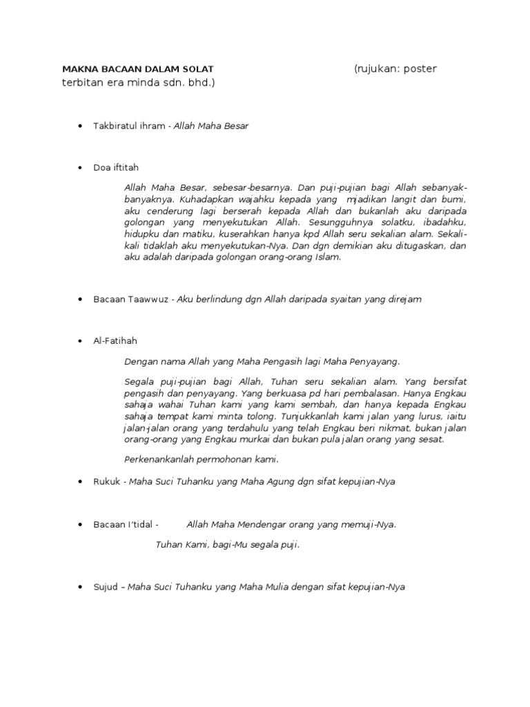 Makna Bacaan Solat | PDF | Gaya Hidup